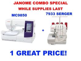 Janome Memory Craft 9850 Sewing and Embroidery Machine with 7933 Serger ...