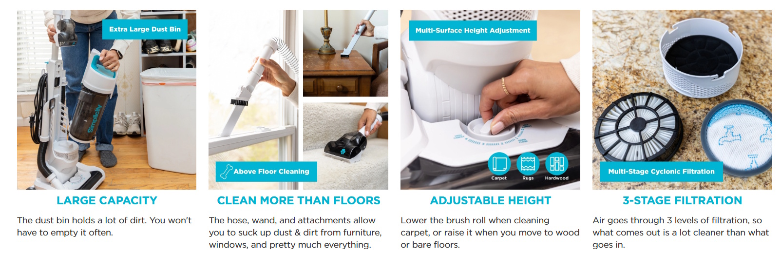 Simplicity Clean Air Bagless Pet Upright Vacuum